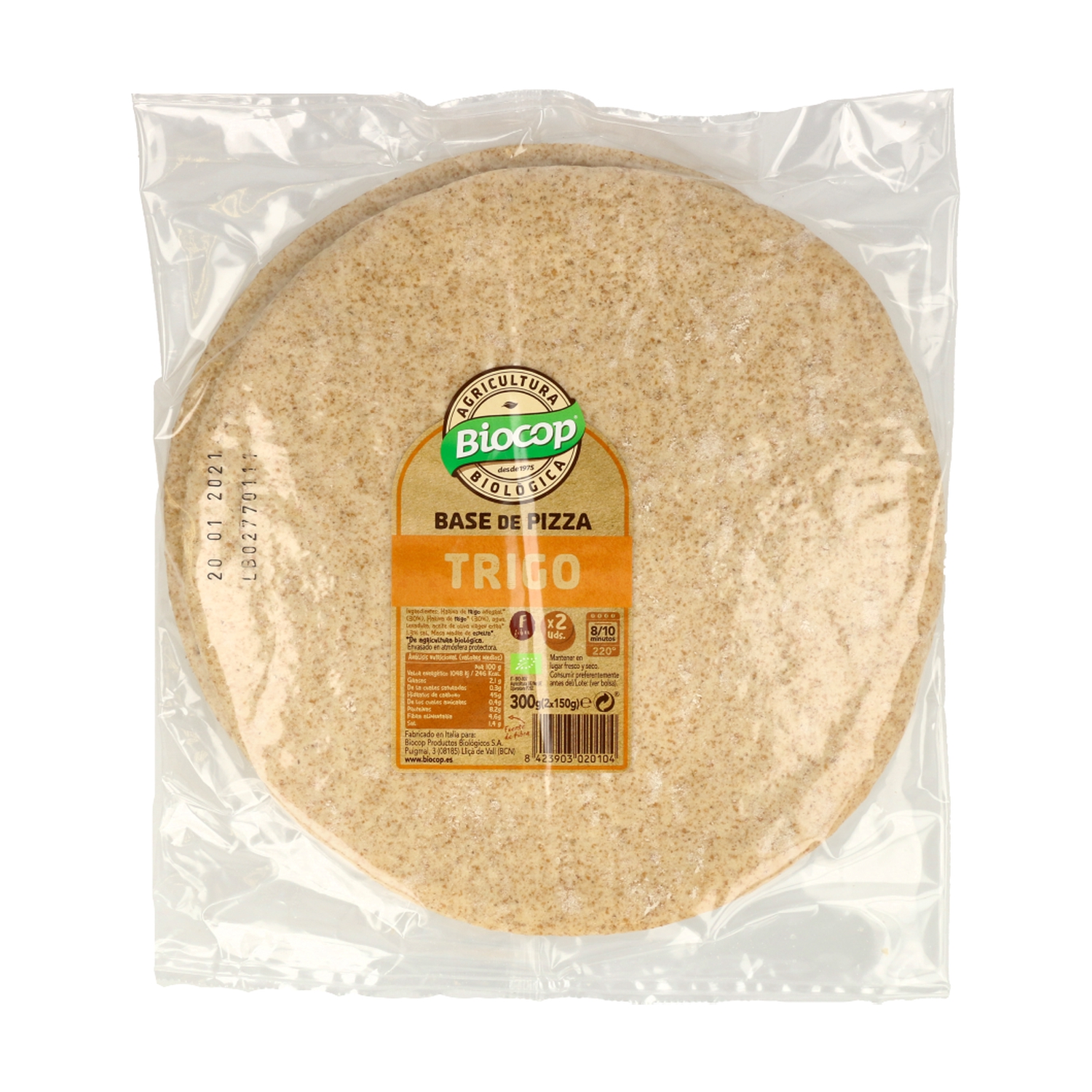 Base De Pizza De Trigo Integral Eco 2 unidades de Biocop | Naturitas