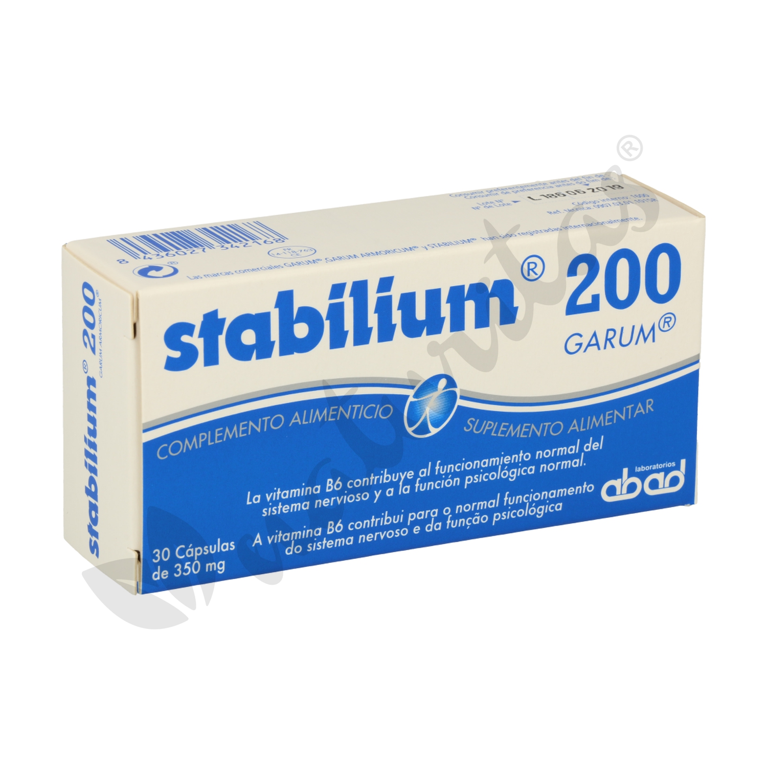 Stabilium 200 30 cápsulas de 350mg de Abad | Naturitas
